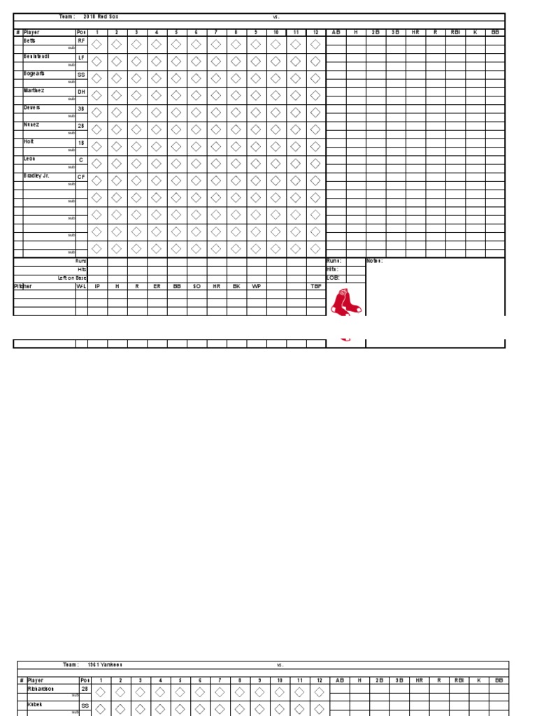 Batting Orders and Box Scores from Legendary Teams | PDF | Ball And Bat ...