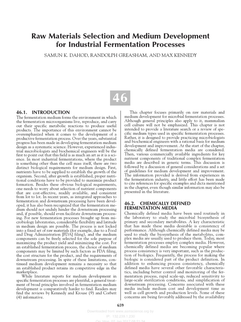 Raw Materials Selection and Medium Development For Industrial ...