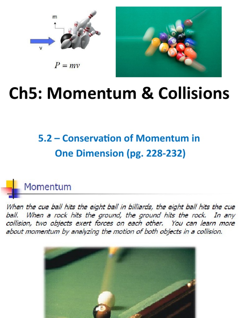 pp10 Conservation of Momentum - 1d 5.2 With Notes | PDF