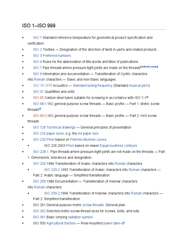 ISO 1-ISO 999: Clarification Needed | PDF | Screw | Geographic ...