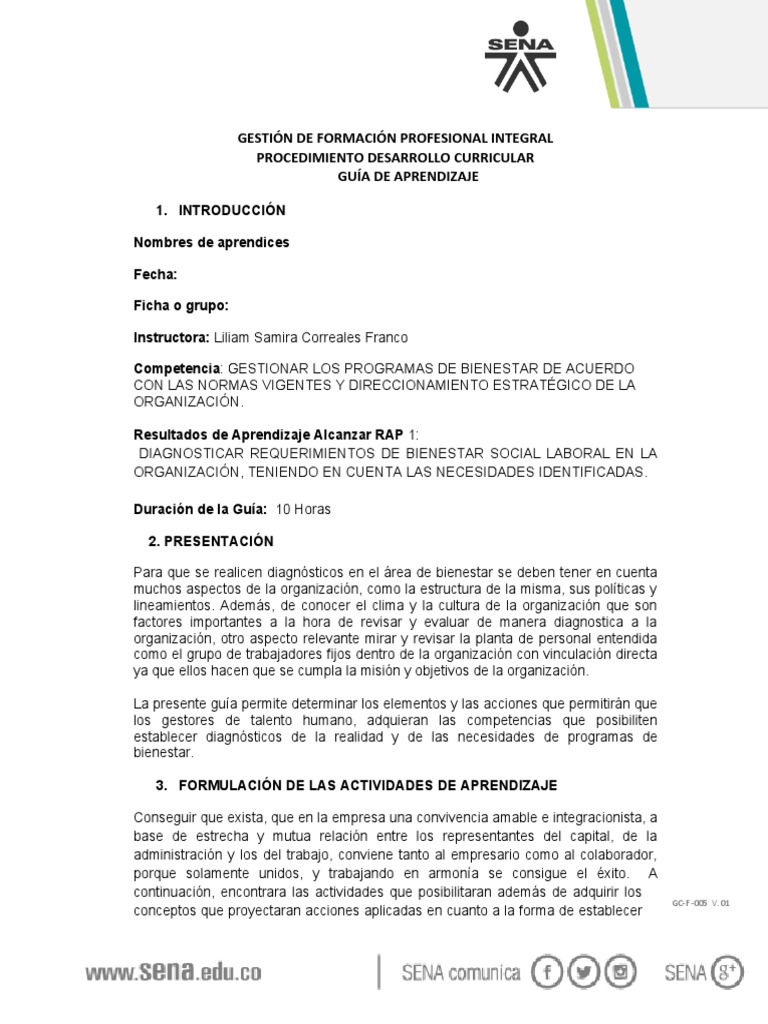 Guia Rap 1 Semana 1 | PDF | Bienestar | Aprendizaje