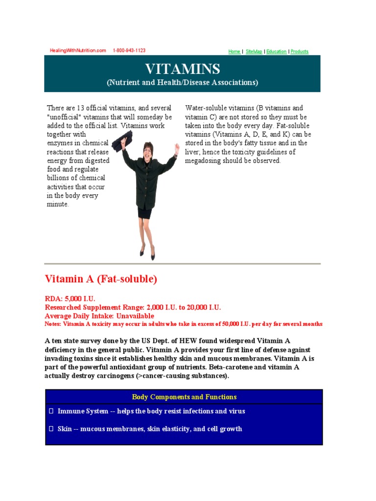 Vitamins Vitamin A Fat Soluble Pdf Vitamin Vitamin D