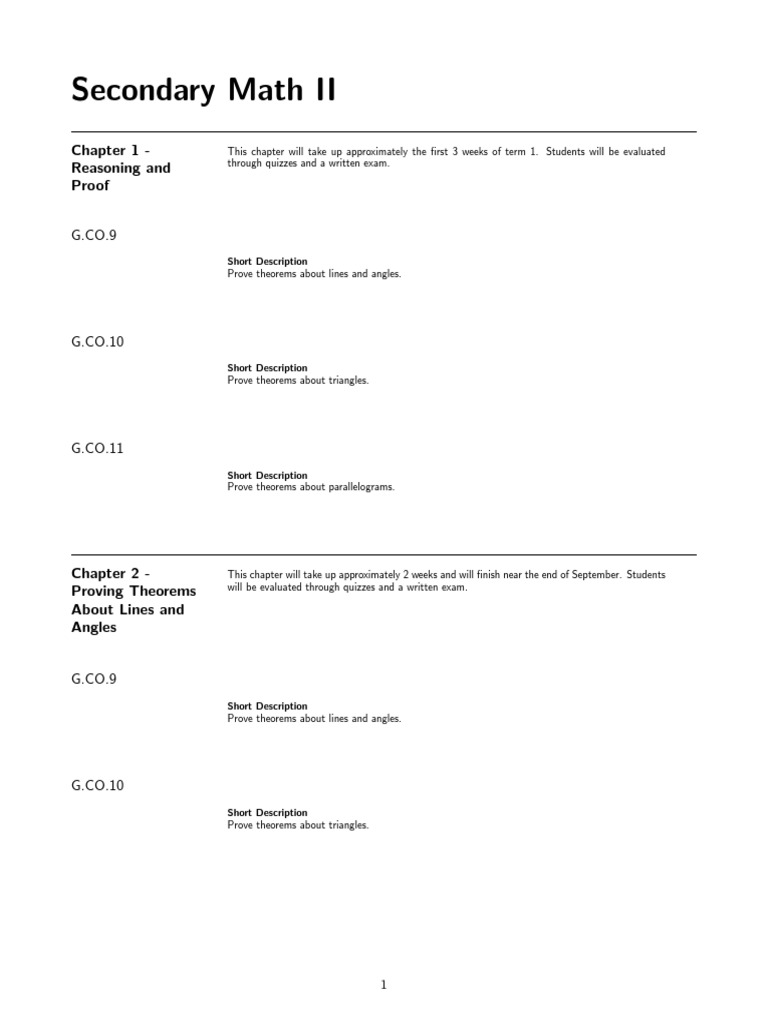 Secondary Math II: Reasoning & Proof | PDF | Quadratic Equation | Equations