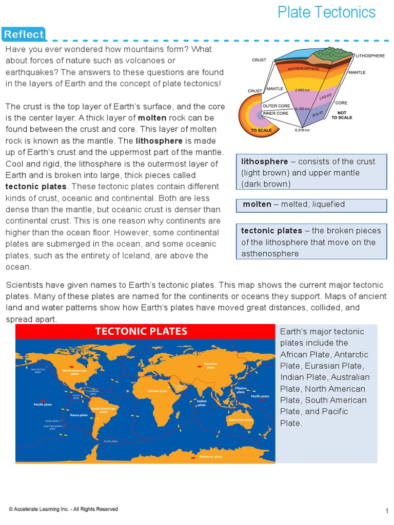 Plate Tectonics Reading | PDF | Plate Tectonics | Crust (Geology)