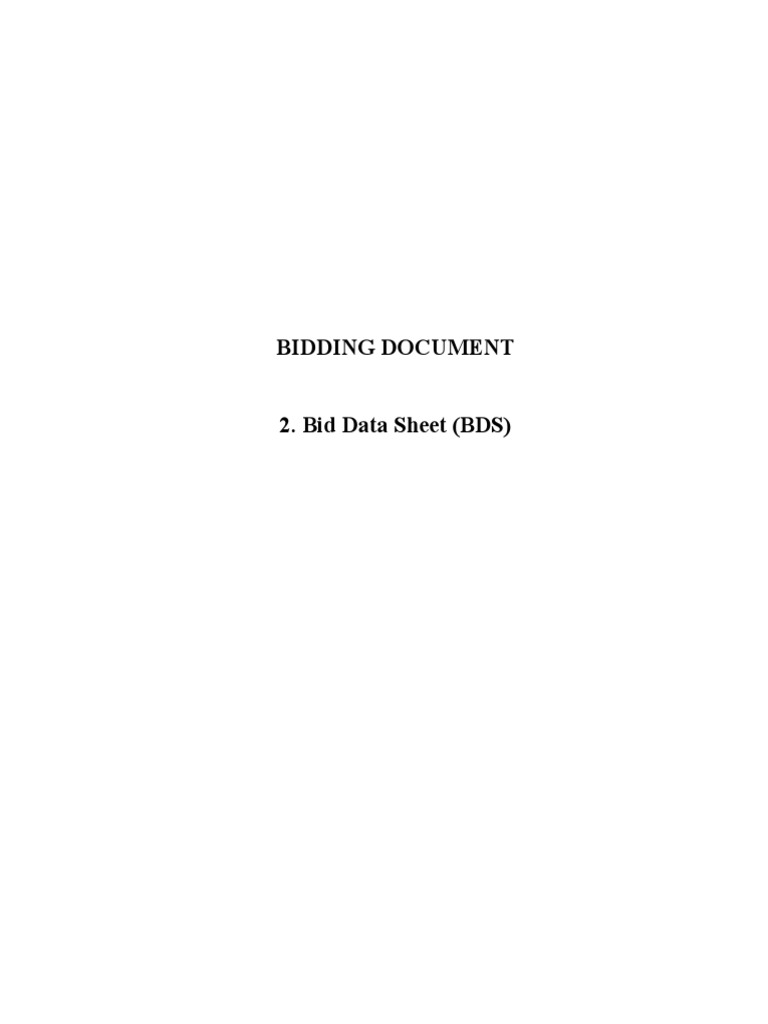 BIDDING DOCUMENT - 2. Bid Data Sheet (BDS) | PDF | Joint Venture | Revenue