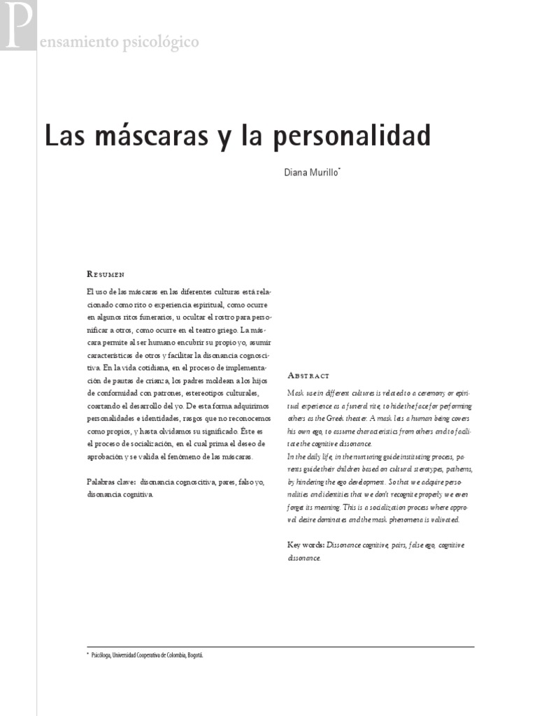 Las Mascaras y La Personalidad | PDF | Las emociones | Máscara