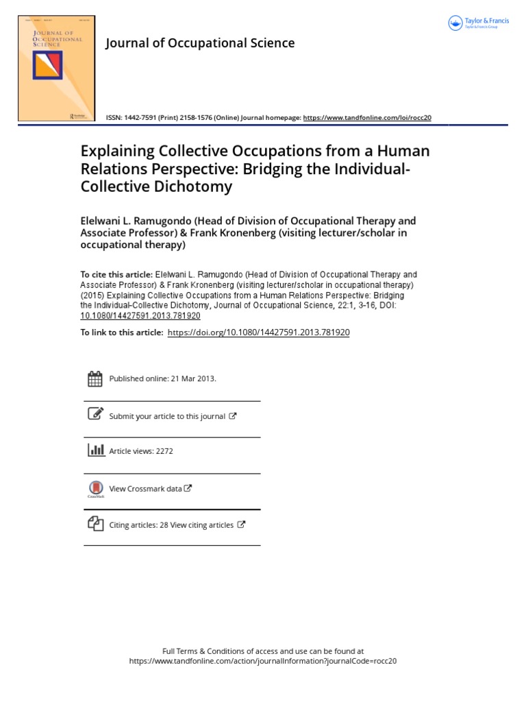 Explaining Collective Occupations From A Human Relations Perspective ...