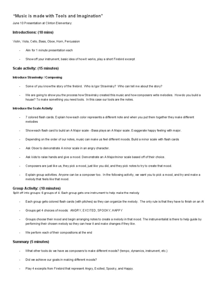 Firebird Lesson Plan | PDF | Composers | Music Theory