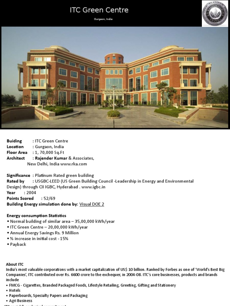 ITC Green Centre: Gurgaon, India | PDF | Green Building ...