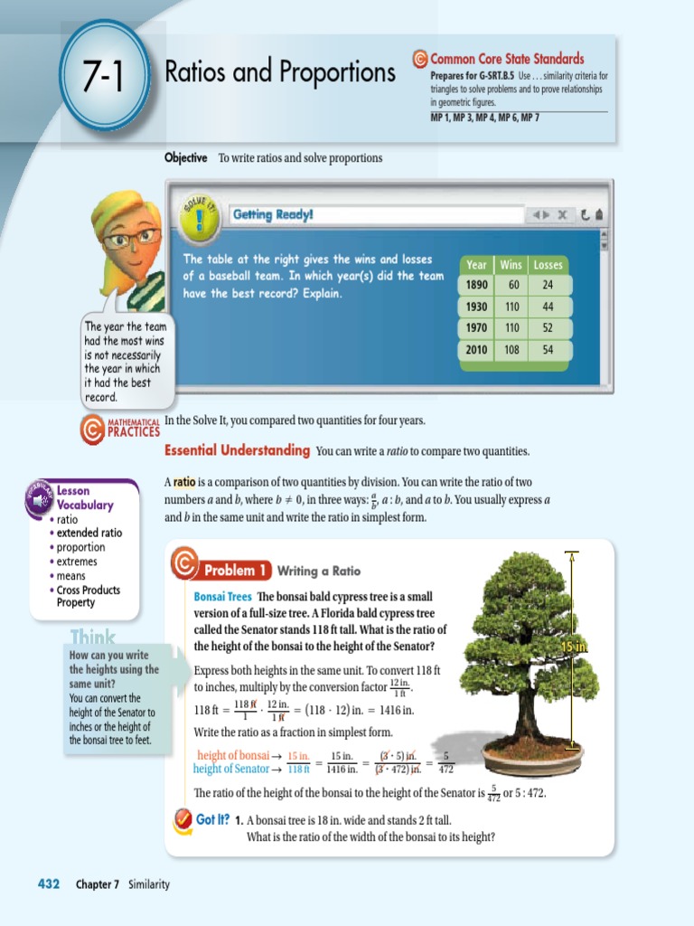 7-1 Ratios and Proportions | Download Free PDF | Ratio | Fraction ...