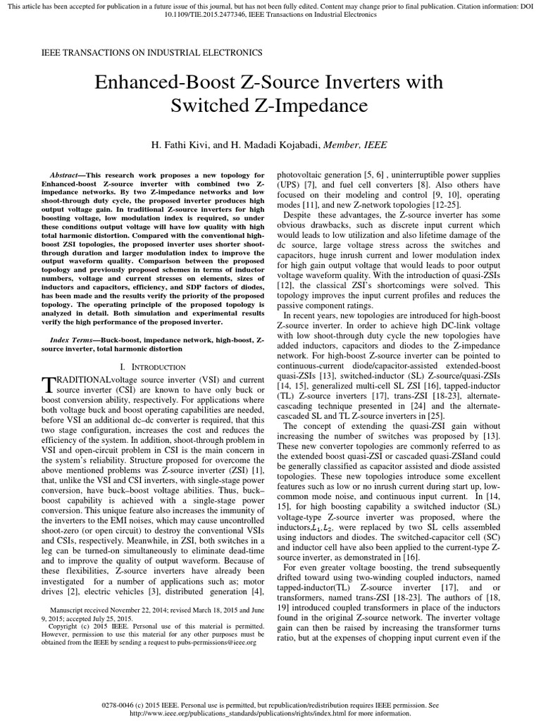 Enhanced-Boost Z-Source Inverters With Switched Z-Impedance: H. Fathi ...