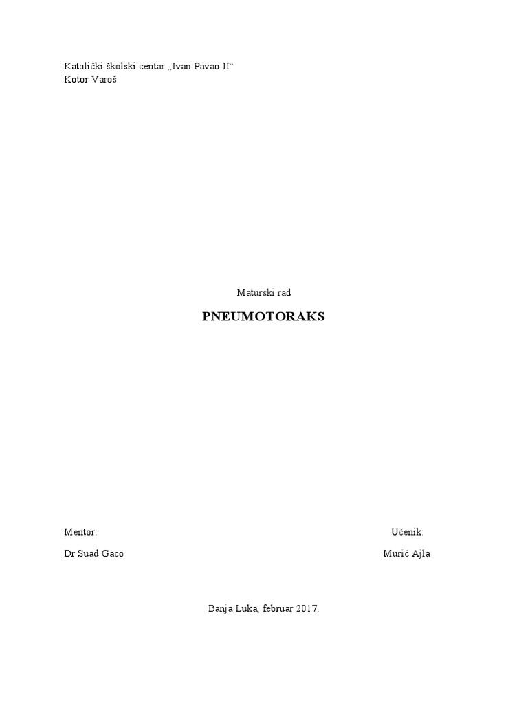 Muric Ajla 2017 Pneumotoraks | PDF