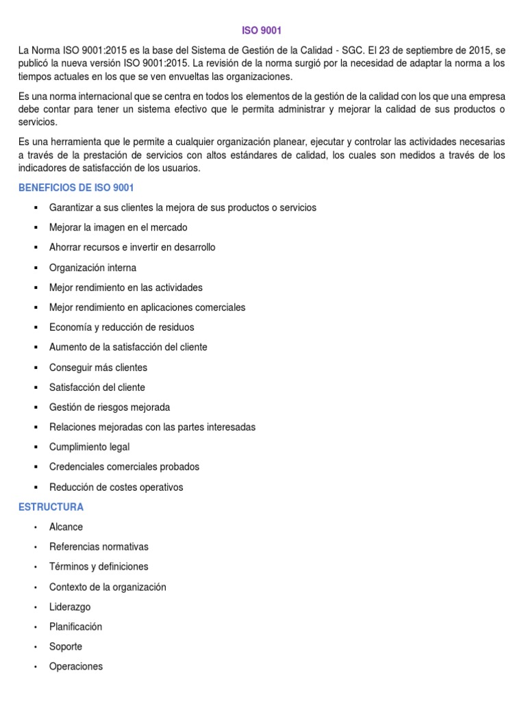Iso 9001 Completo | PDF | Gestión de la calidad | Calidad (comercial)