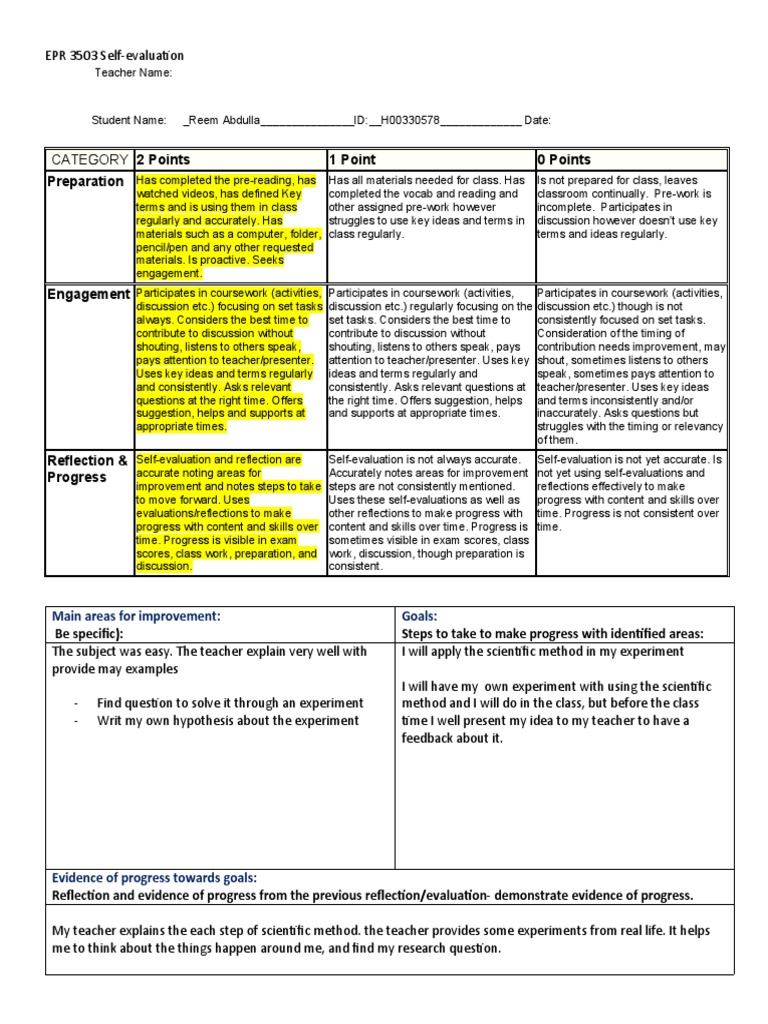 Self-Evaluation Unit 1 | PDF | Experiment | Scientific Method