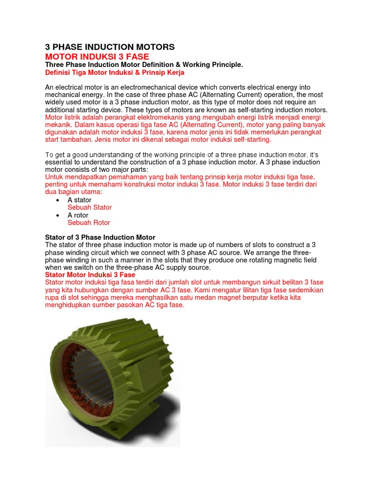 Three Phase Induction Motor Overview | PDF | Electric Motor ...