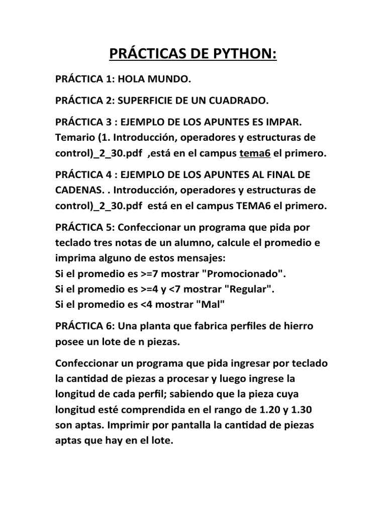 Prácticas de Python | PDF | Objeto (informática) | Clase (Programación ...