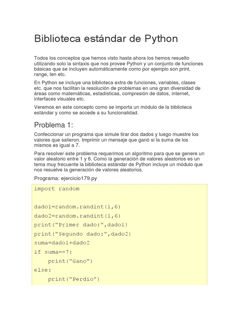 Biblioteca Estándar De Python Pdf Pdf Python Lenguaje De