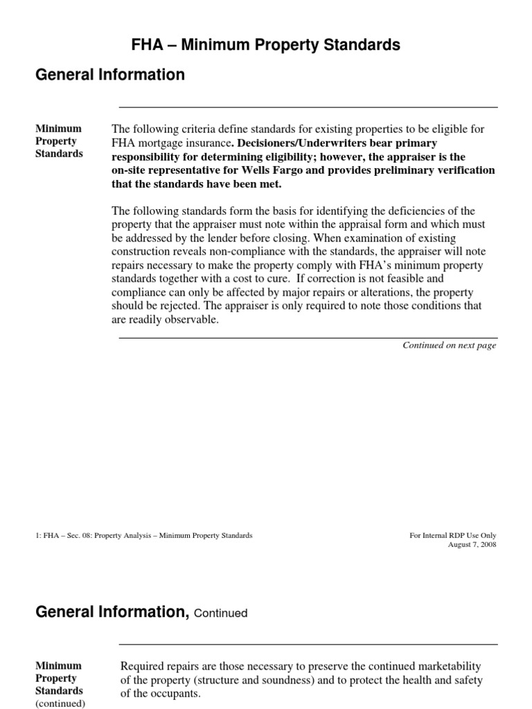 FHA Minimum Property Standards | PDF | Federal Housing Administration ...