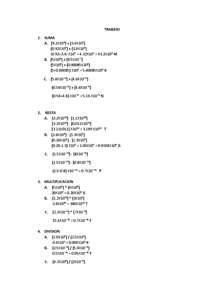 Suma, Resta, Multiplicacion y Division de Potencias | PDF