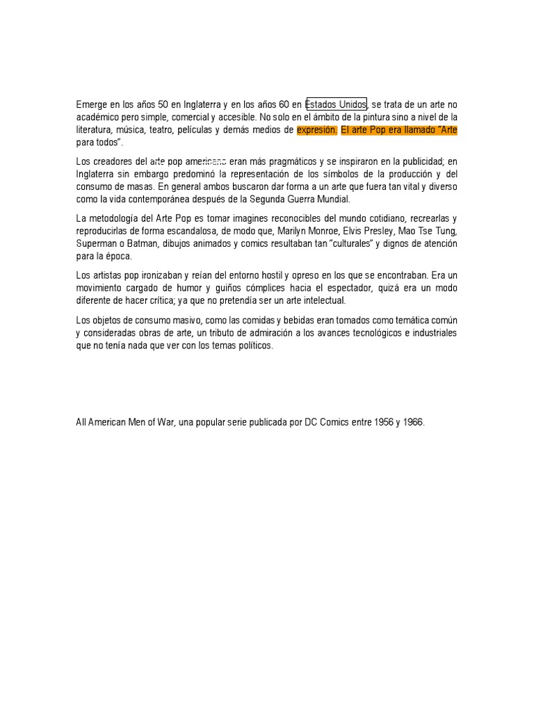 El Arte Pop | PDF | Pinturas | Artes (general)