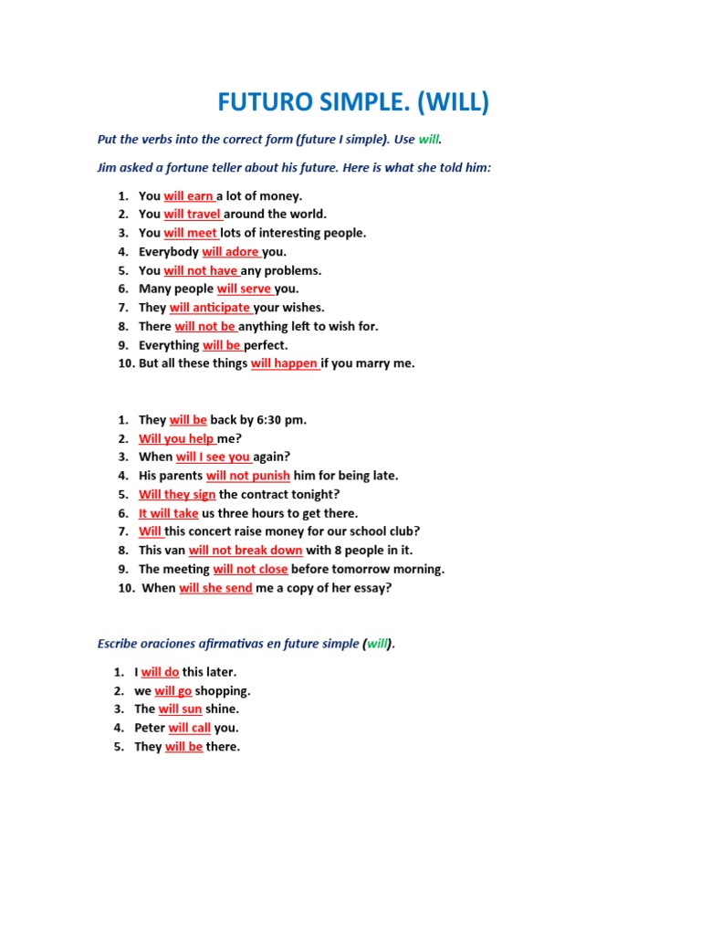 Futuro Simple Will Pdf