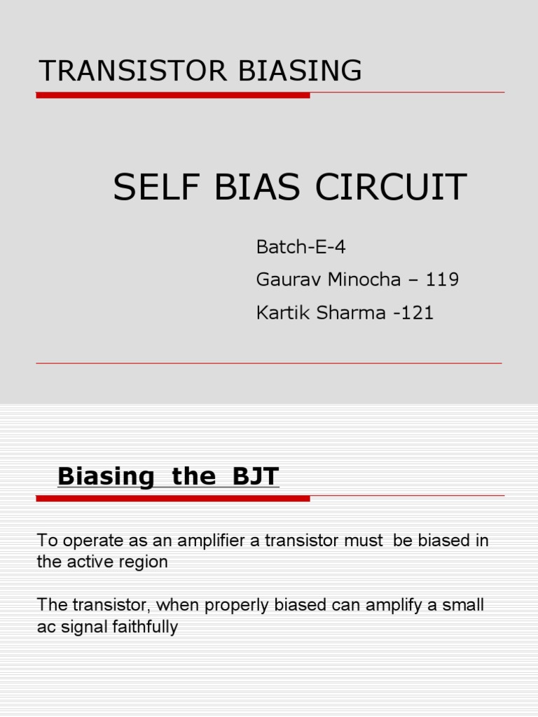 Transistor Biasing: Self Bias Circuit | PDF | Electronic Design | Amplifier