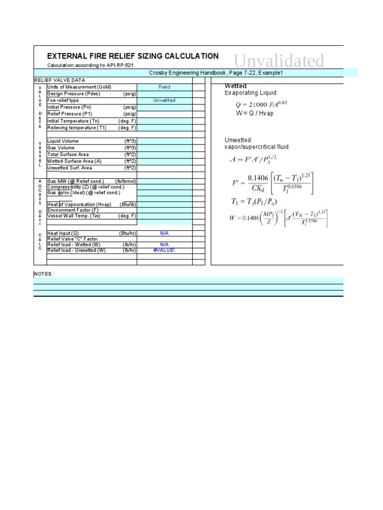 Ognition PSV Sizing For Fire Spreadsheet | PDF