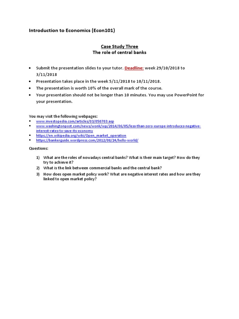 Introduction To Economics (Econ101) : Case Study Three The Role of ...