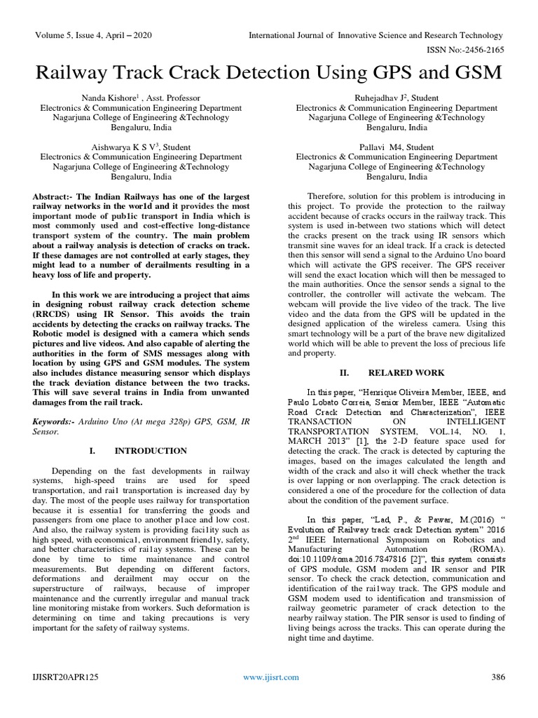 Railway Track Crack Detection Using Gps And Gsm Pdf