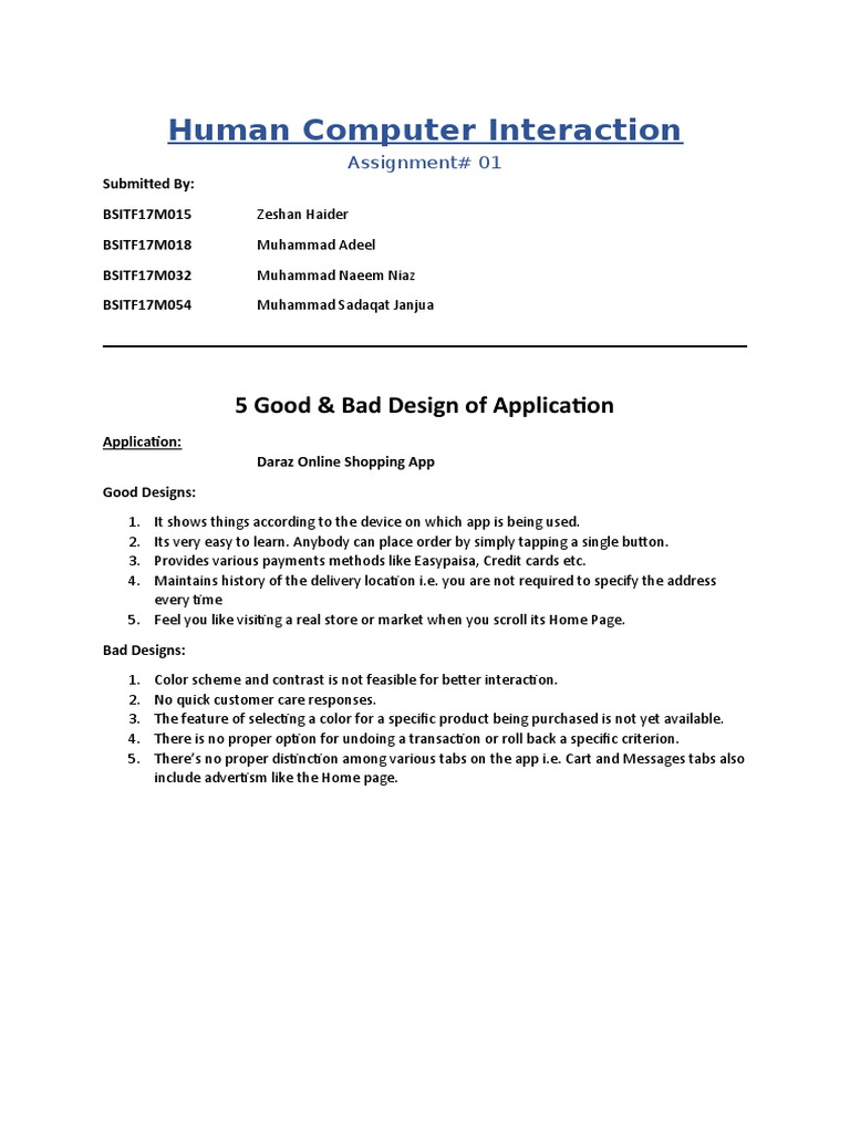 Good and Bad Design in HCI: Daraz App | PDF | Business