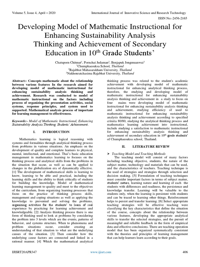 Developing Model of Mathematic Instructional | PDF