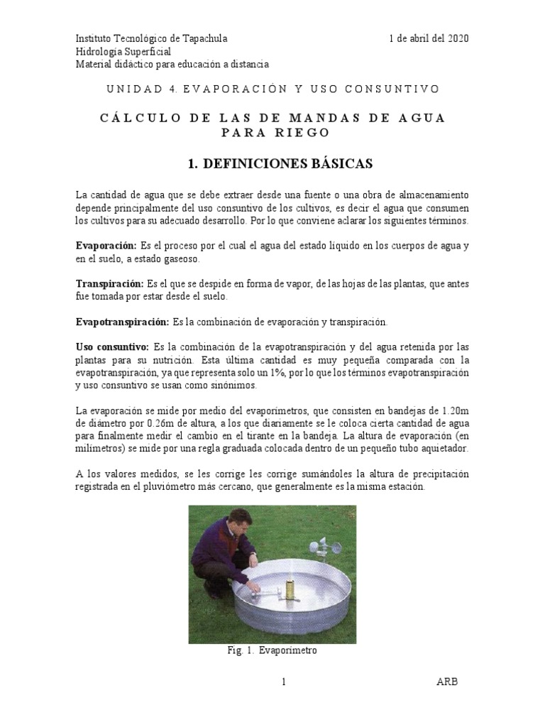 Cálculo de las demandas de agua para riego mediante el método de Blaney ...