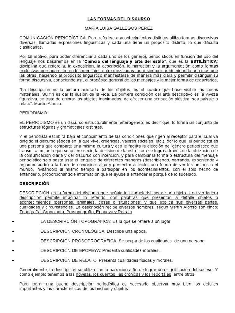 Las Formas Del Discurso | PDF | Narrativa | Persuasión