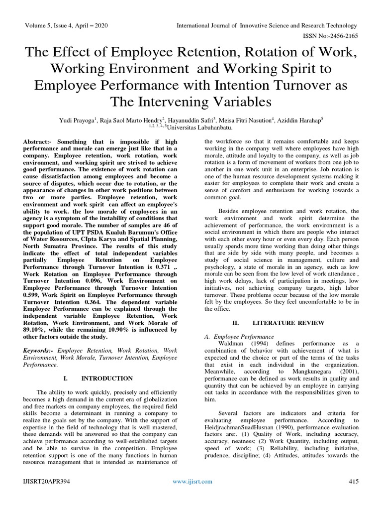 The Effect of Employee Retention, Rotation of Work | PDF | Career & Growth