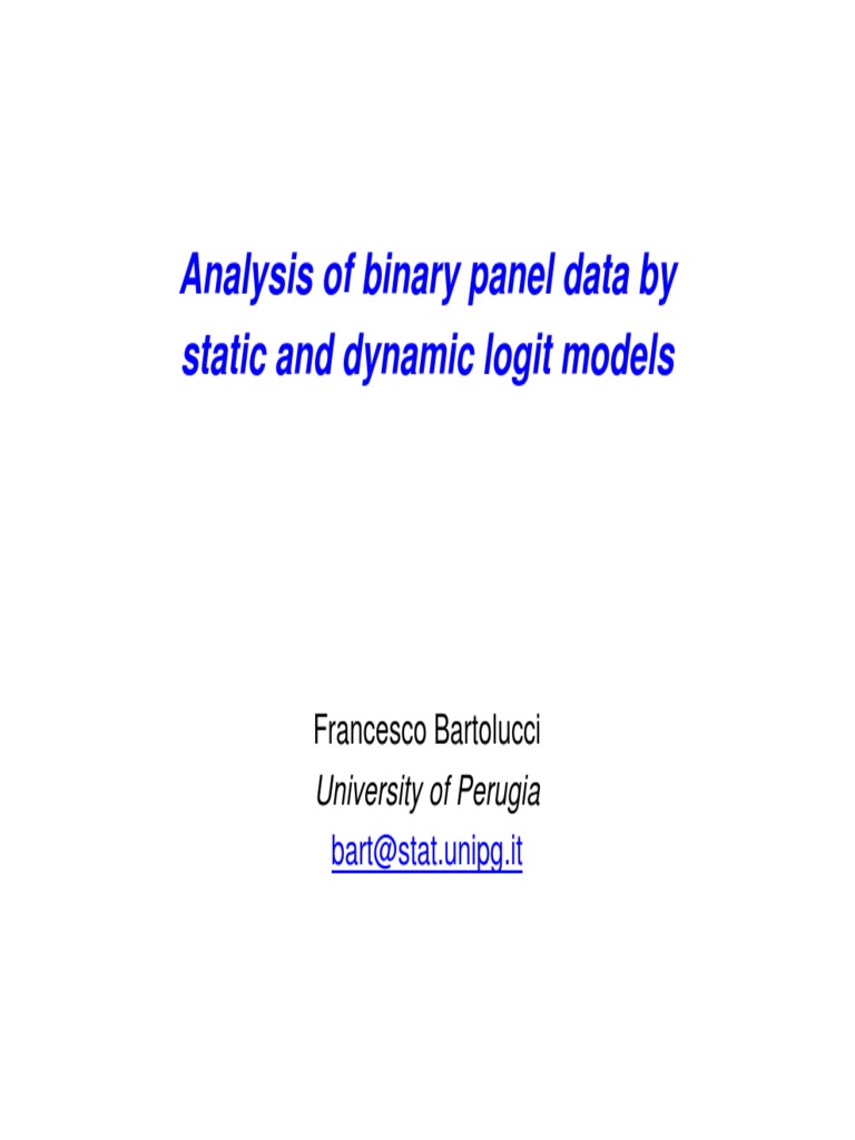 Analysis of Binary Panel Data by Static and Dynamic Logit Models | PDF | Logistic Regression ...