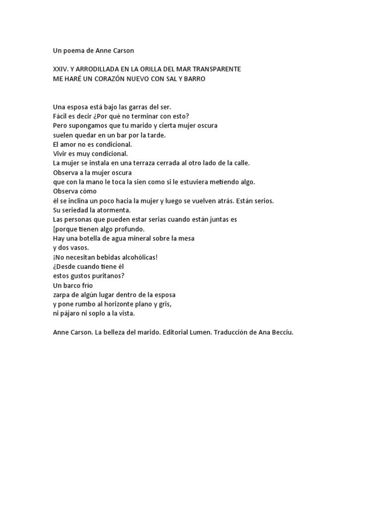 Un Poema de Anne Carson | PDF