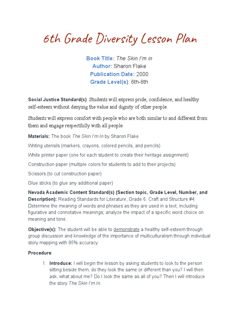 Diversity Lesson Plan | PDF | Lesson Plan | Cognition