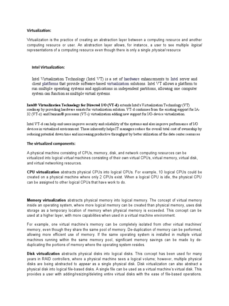 Intel Virtualization Technology | PDF | Virtualization | Central Processing Unit