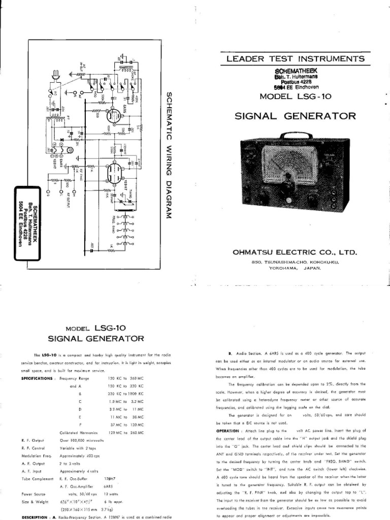 LSG-10 Signal Generator Overview | PDF | Sound Production Technology ...