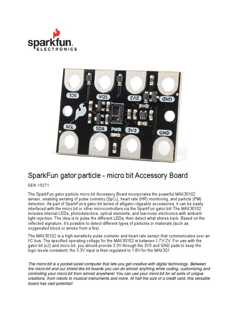 Sparkfun Gator:Particle - Micro:Bit Accessory Board | PDF | Bit | Light Emitting Diode