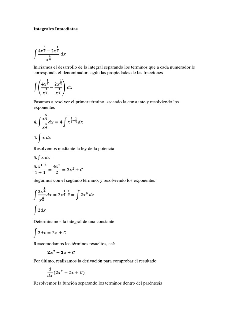 Integrales Inmediatas: Resolución de integral compuesta con potencias | PDF