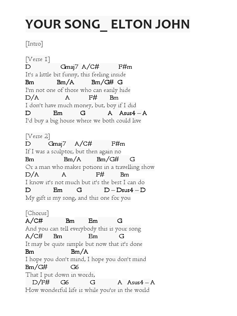 Your Song - Elton John | PDF
