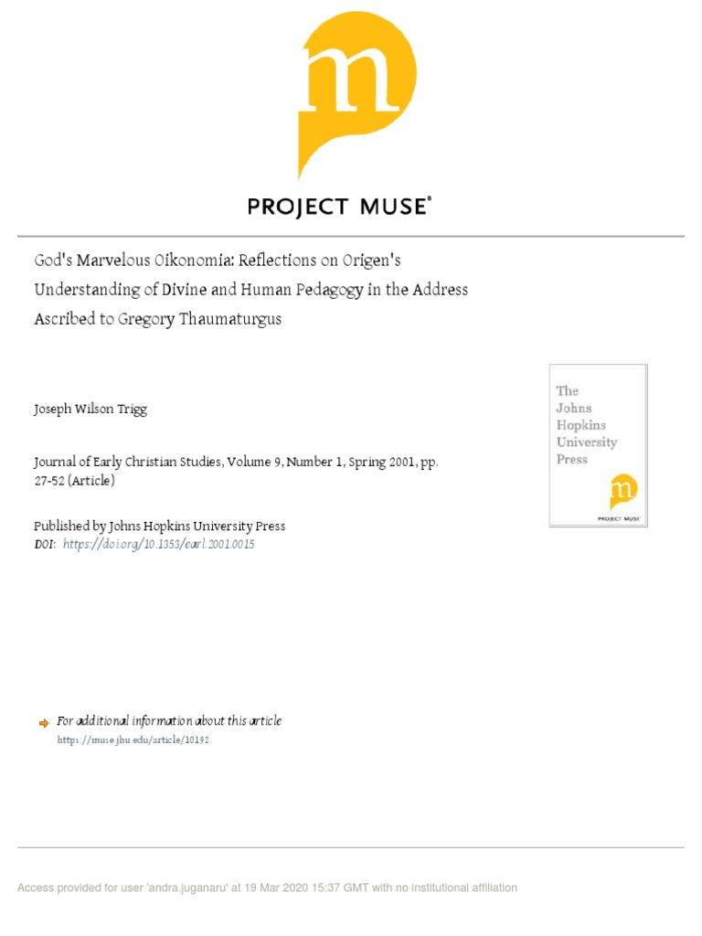 Project Muse 10192 PDF | PDF | Origen | Logos (Christianity)