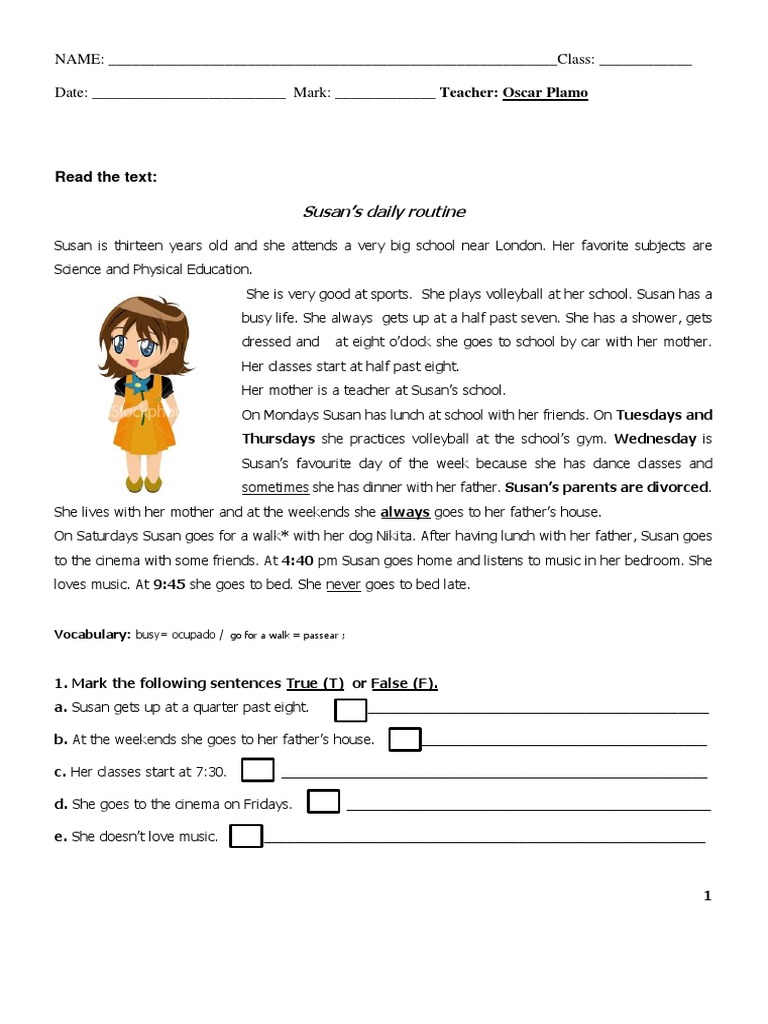 Daily Routine Third Person PDF | PDF | Workweek And Weekend
