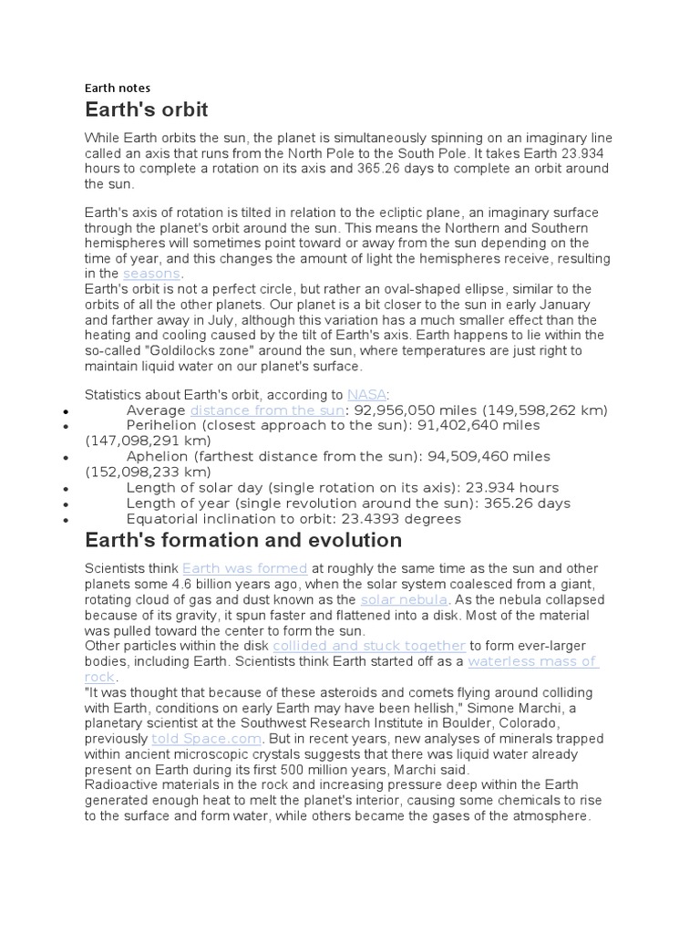 Earth Notes | PDF | Atmosphere Of Earth | Apsis