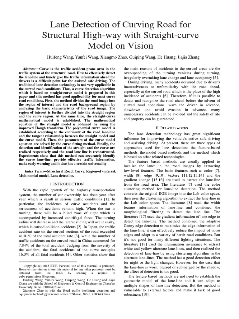 Lane Detection of Curving Road For Structural High-Way With Straight ...