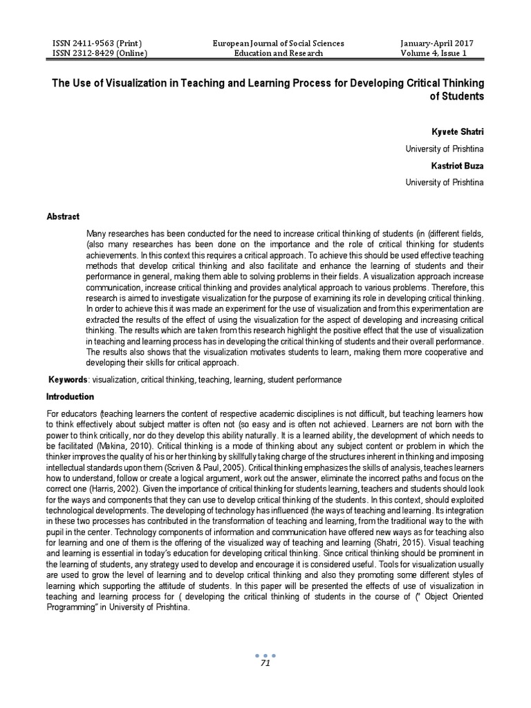 Visualizing Critical Thinking: How Visualization Techniques Can Enhance ...
