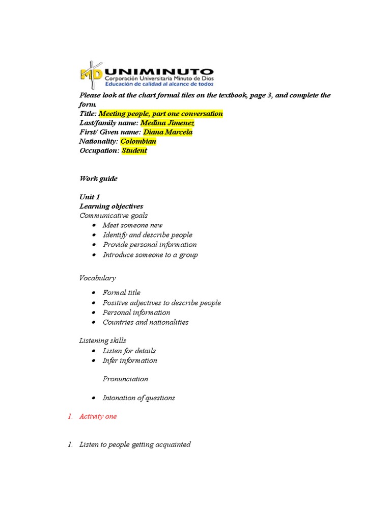 2 - Learning Activity One