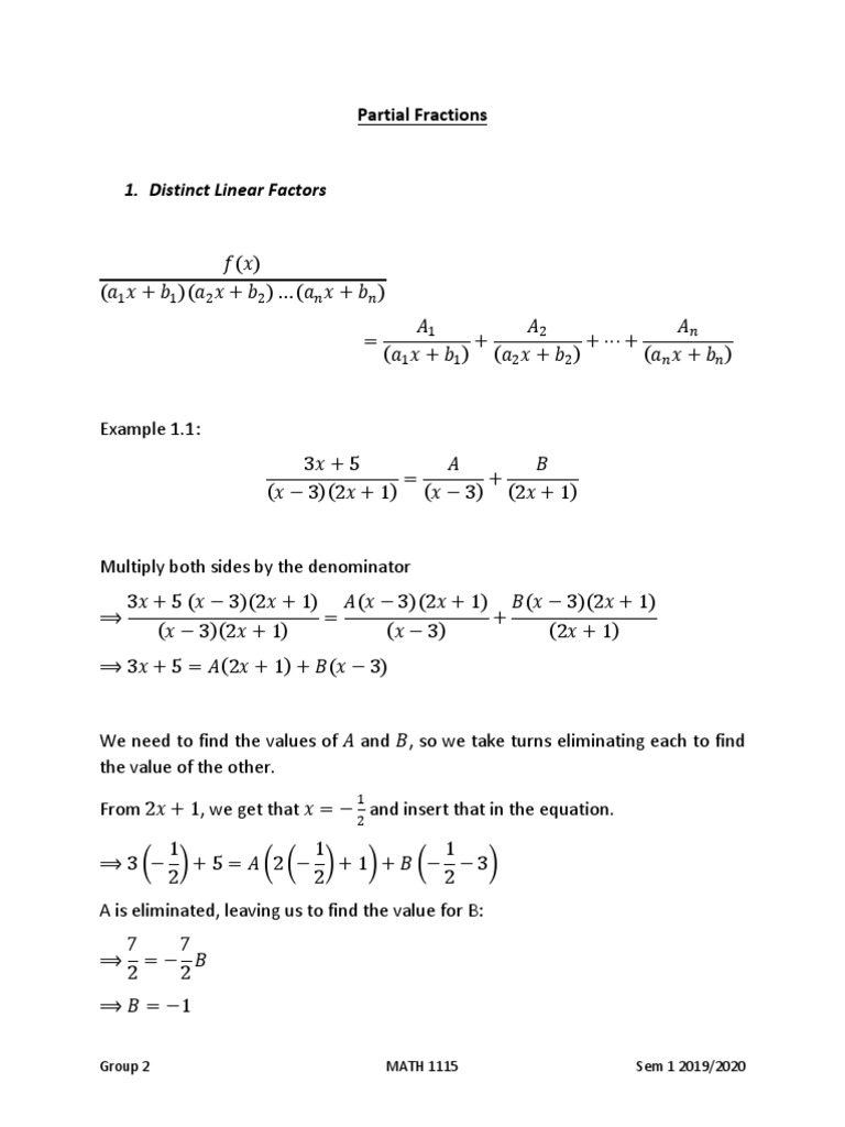 Partial Fractions | PDF | Fraction (Mathematics) | Numerical Analysis