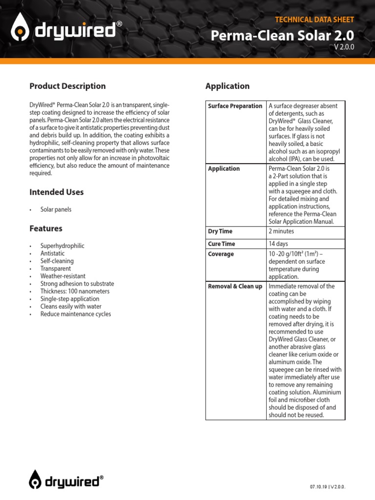 Perma-Clean Solar 2.0: Product Description Application | PDF ...